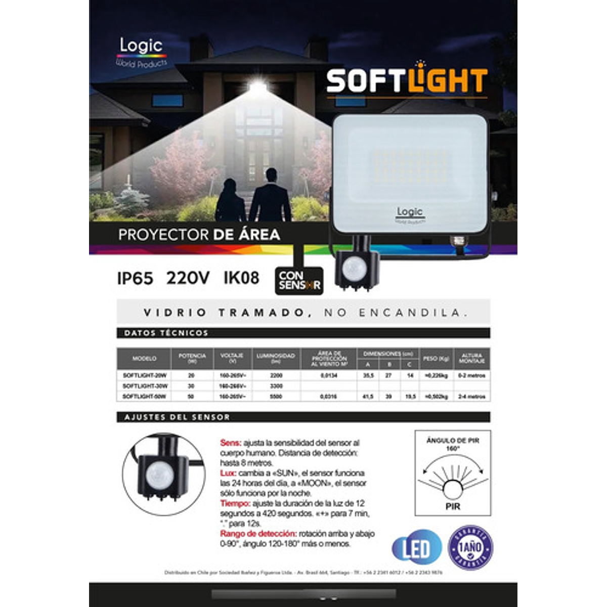 Foco Proyector Led Softlight 20w 6500k 2.200 Lum Logic
