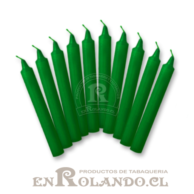 Vela Lisa Esotérica Verde - Set de 10 Velas