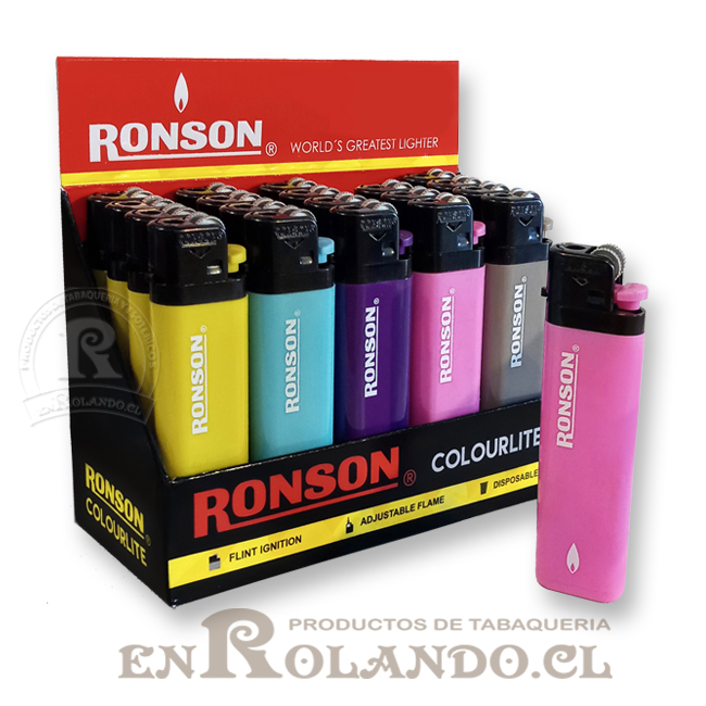 Encendedor Ronson Colourlite Pastel - Display ($4.100 x Mayo