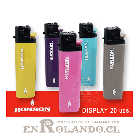 Encendedor Ronson Colourlite Pastel - Display ($4.100 x Mayo
