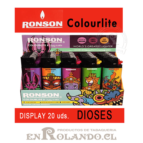 Encendedor Ronson Colourlite 20 uds - Display
