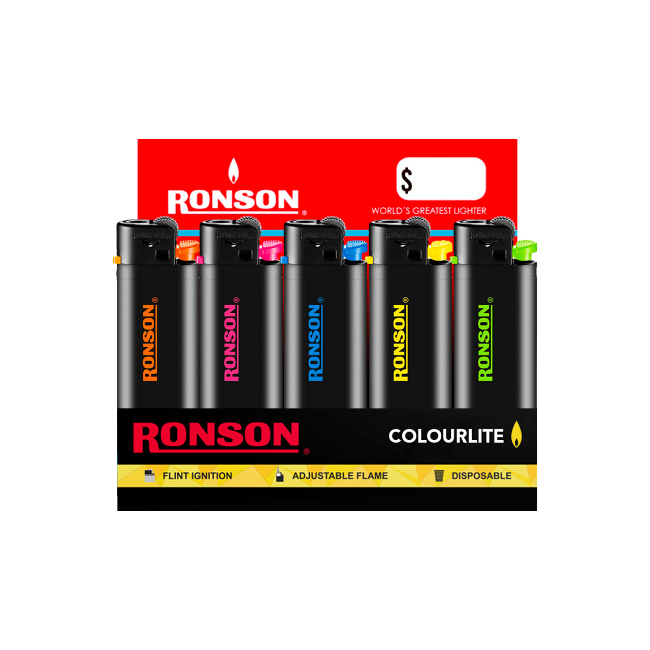 Encendedor ColourLite Black 20 Uni. ($4.100 x Mayor)