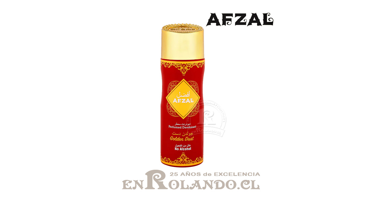 Afzal Golden Dust Desodorante sin Alcohol 200 ml $3.490