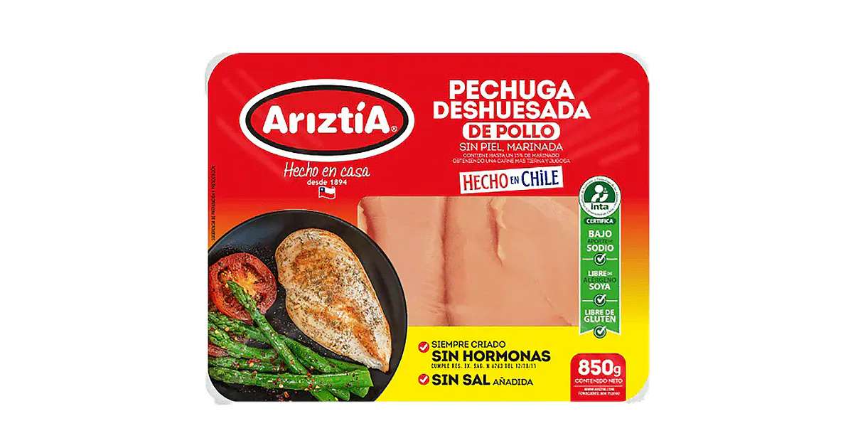 Pechuga deshuesada de pollo sin piel 850 g