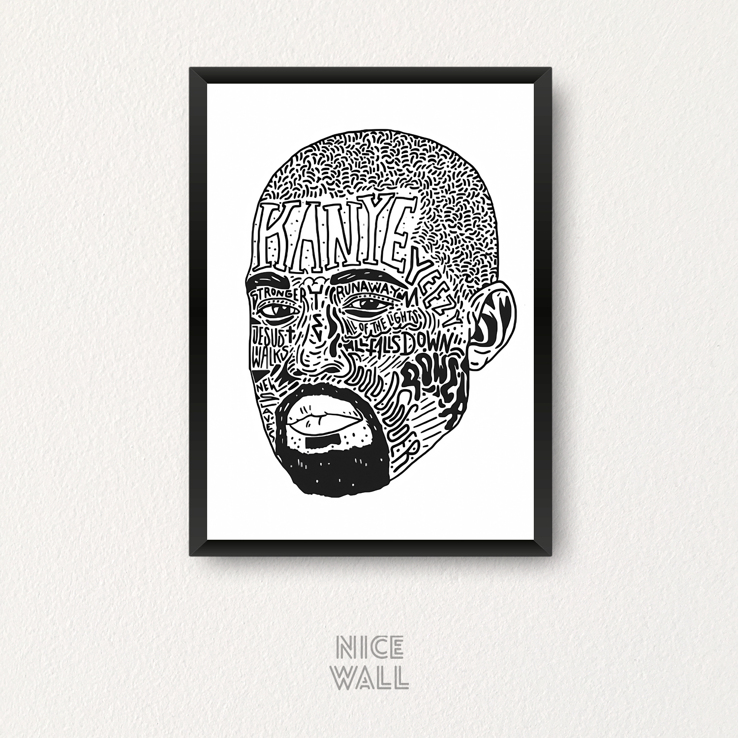 Cuadro Kanye Rostro Letras | NiceWall