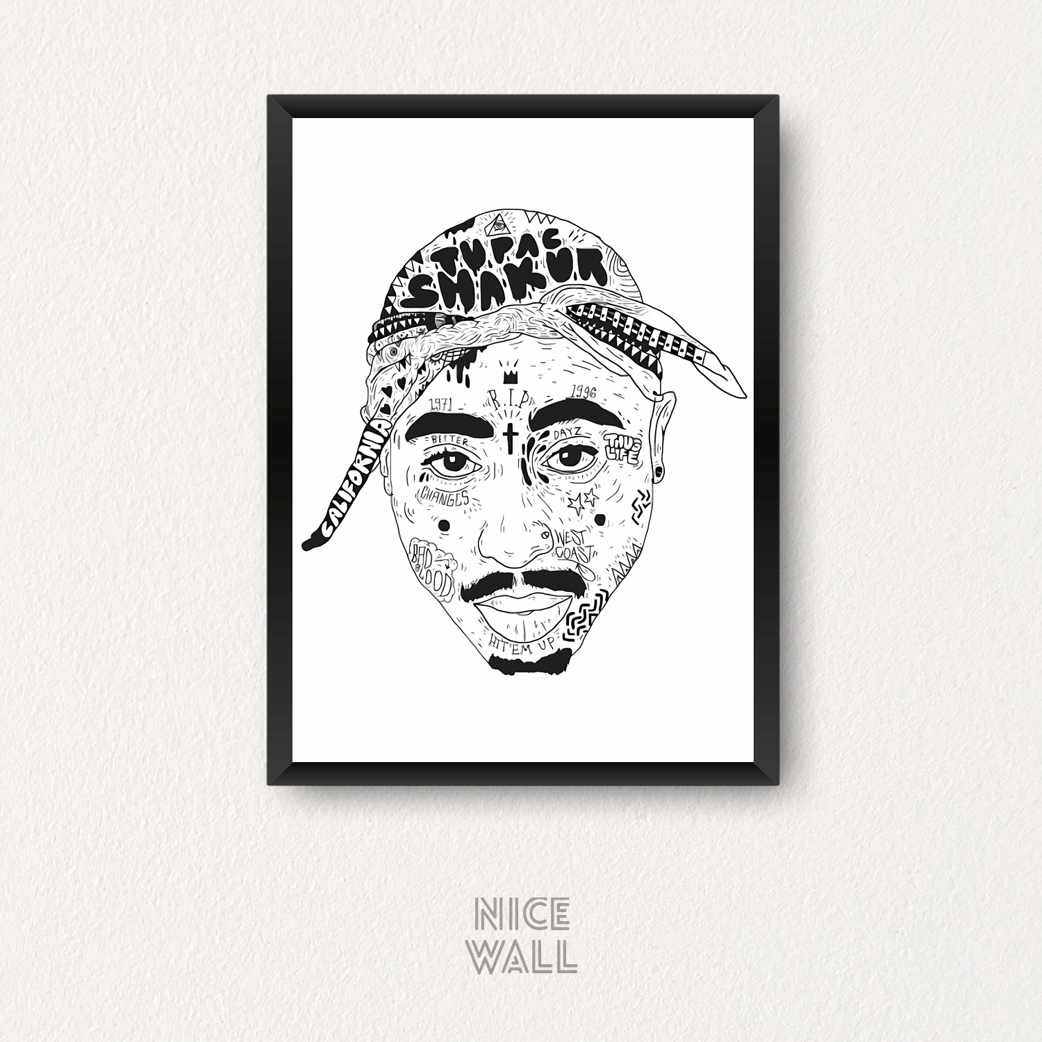 Cuadro Tupac Rostro Letras | NiceWall