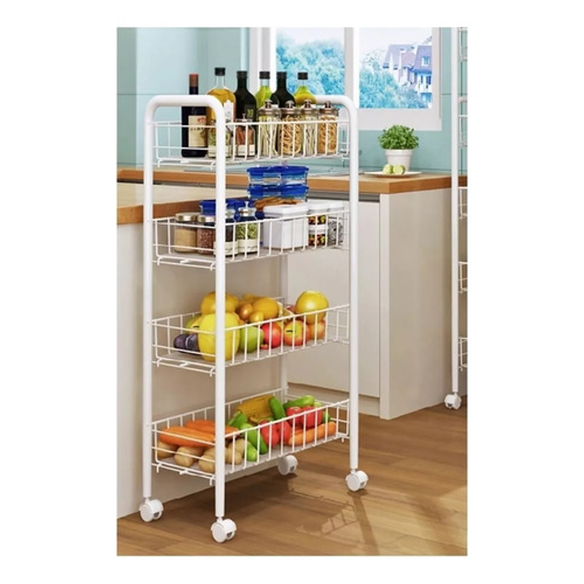 Carrito Organizador Verdulero Frutero 4 Estantes Con Ruedas | PCZ MARKET