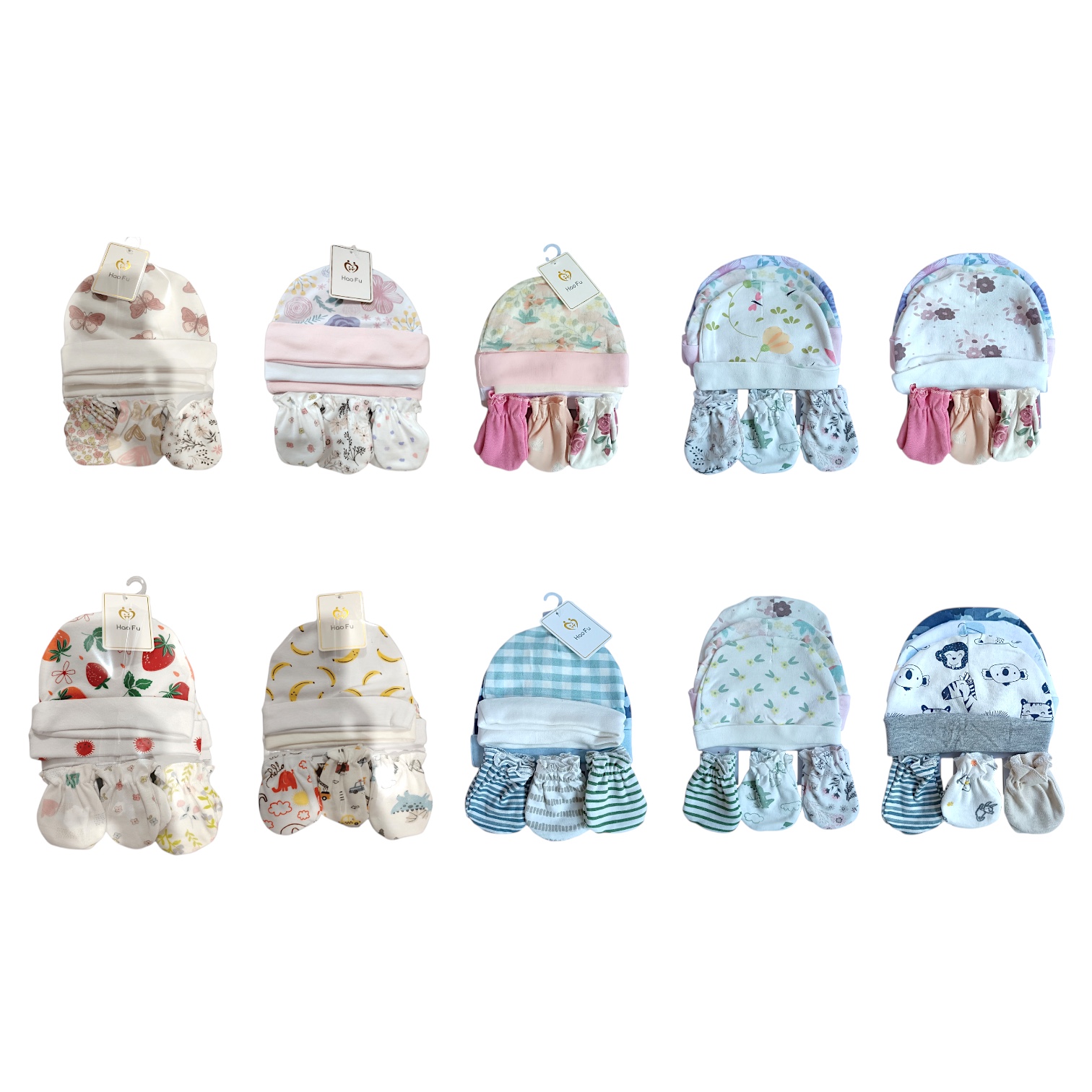 Pack 3 Pcs Gorros + 3 Pares Mitones