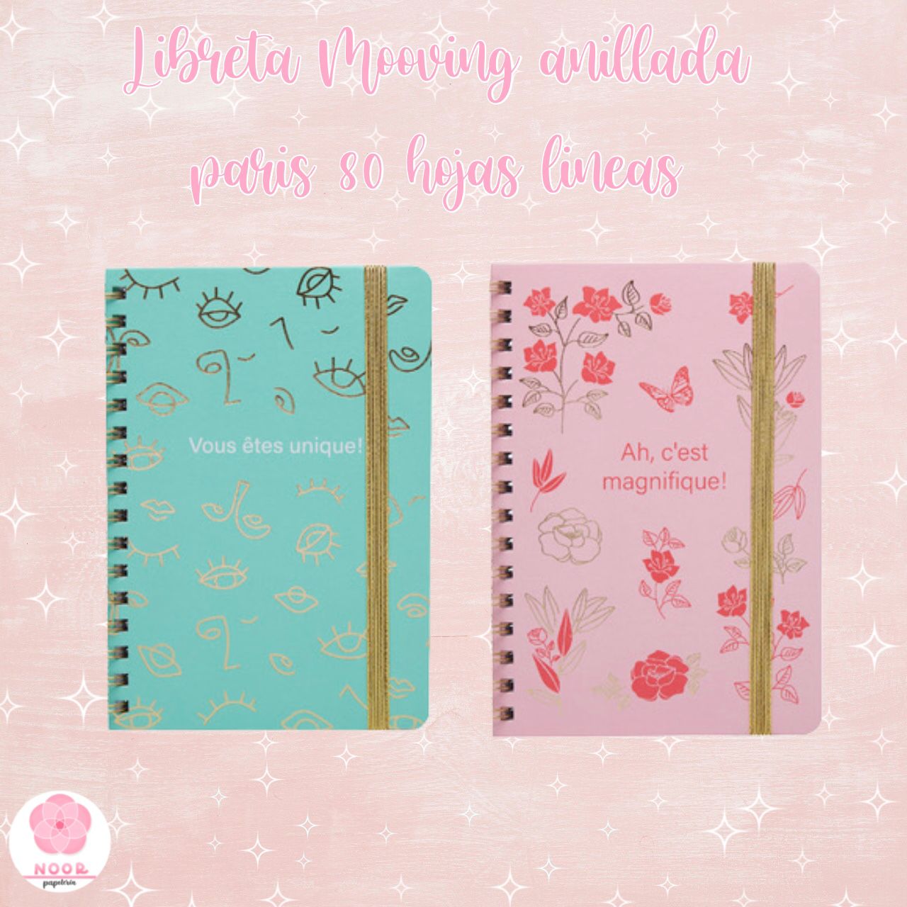 Libreta espiral Mooving paris 80hjs lineado (A5)