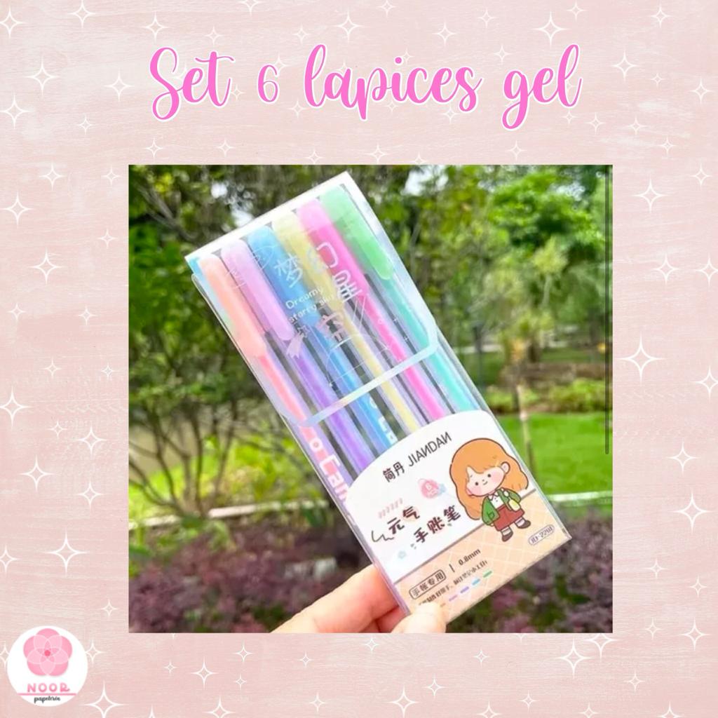 Set 6 lapices gel Pastel