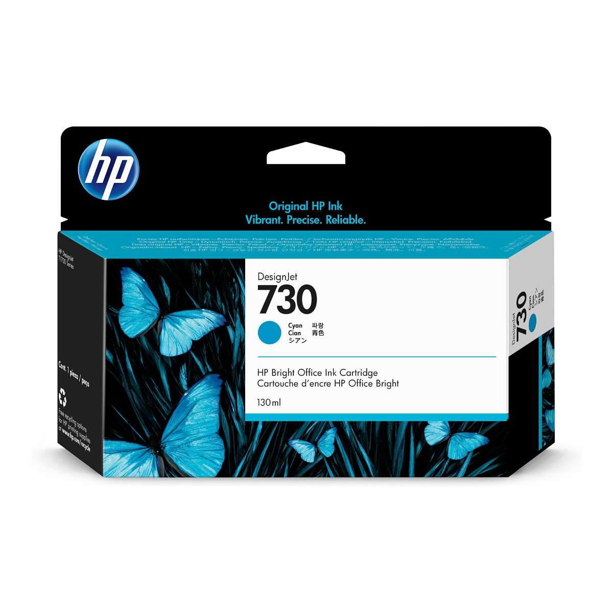 cartucho de Tinta HP 730 Color Cian 130ml P2V62A