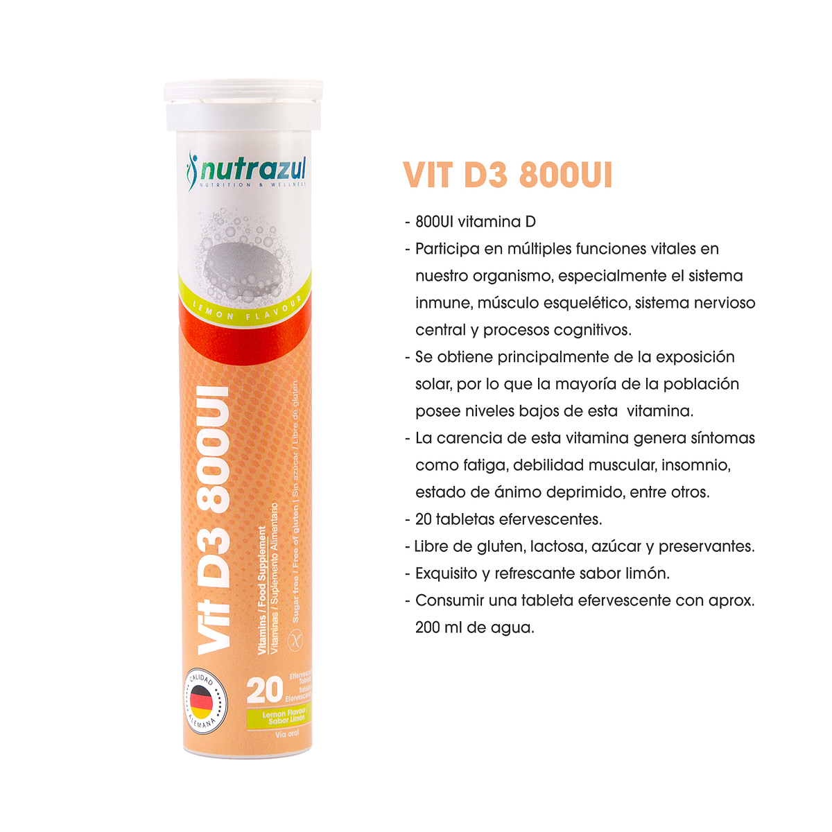 Vitamina D3 (Vit D3 800 UI) | Nutrazul