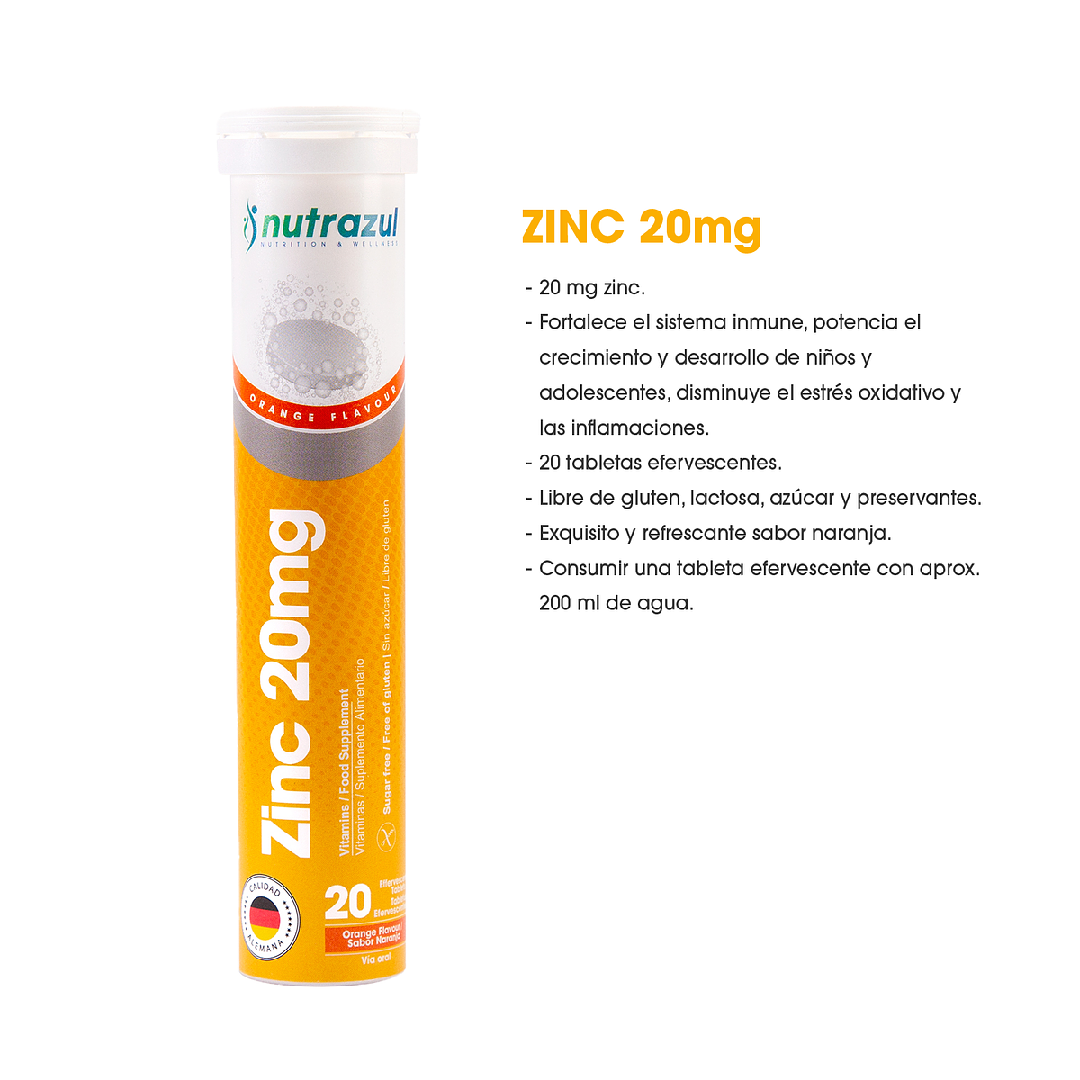 Zinc 20mg | Más defensas y menos estrés | Nutrazul