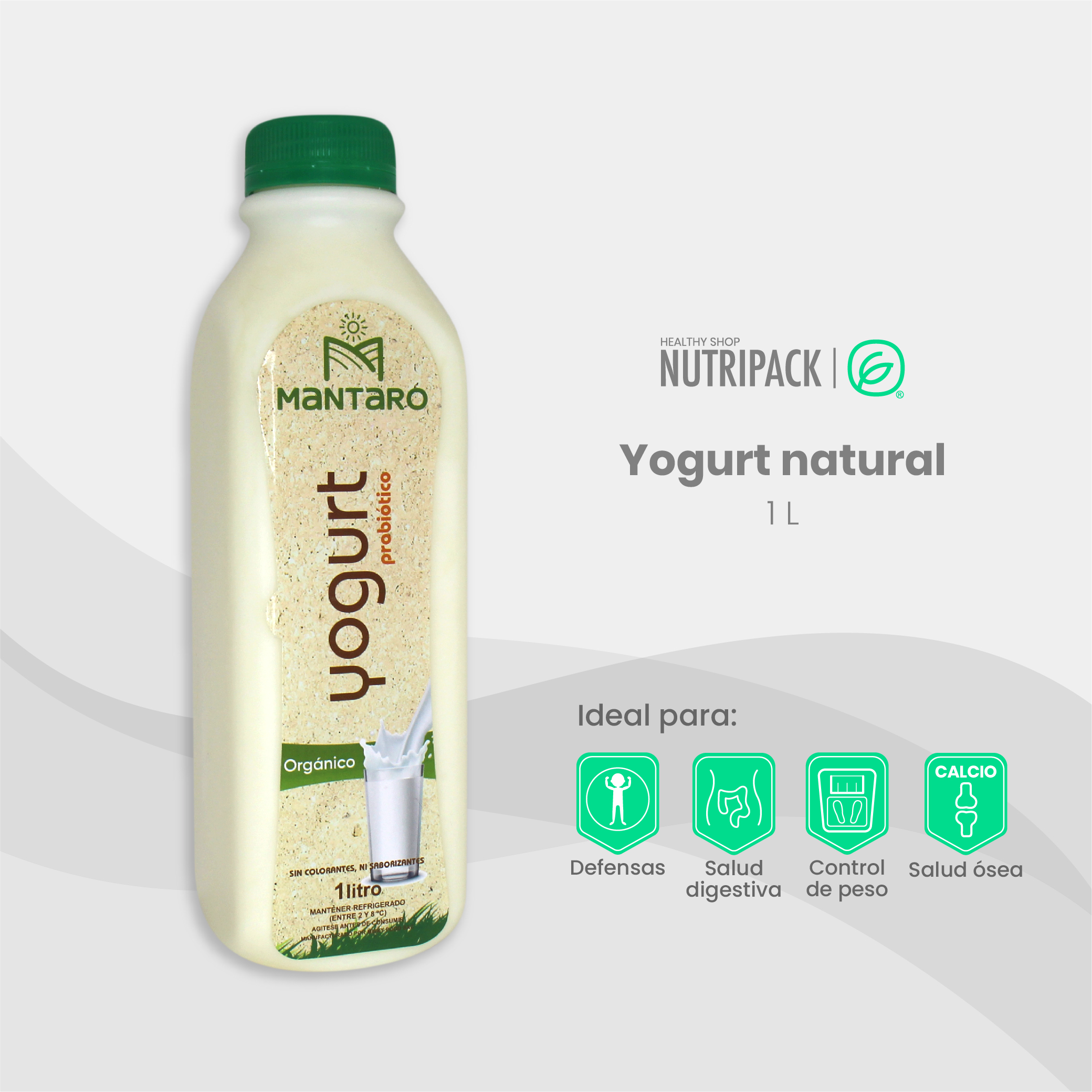Yogurt Probiótico Natural Sin Dulce, 1 L