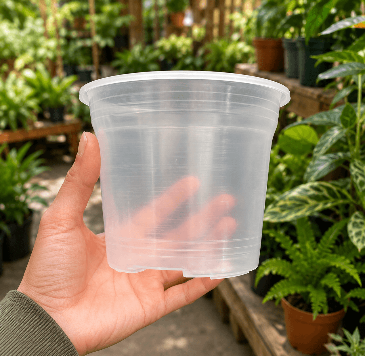 Maceta Traslucida para Plantas Tropicales