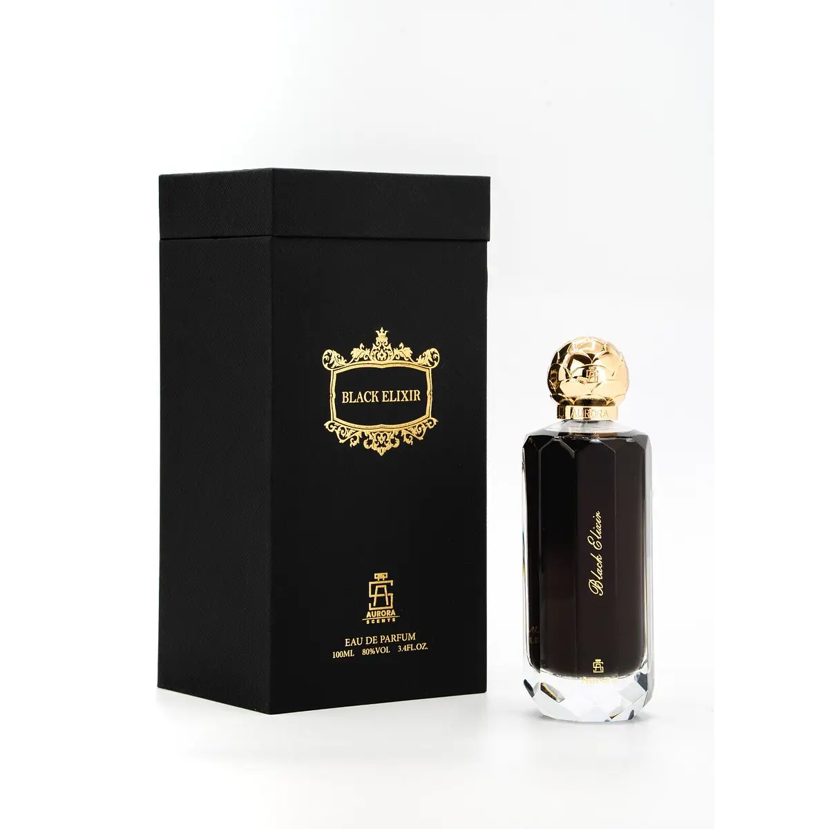 El eau de parfum para hombre Aurora Black Elixir represen...