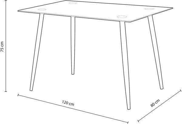 Mesa Eames Rectangular de Vidrio 120X80X75cm