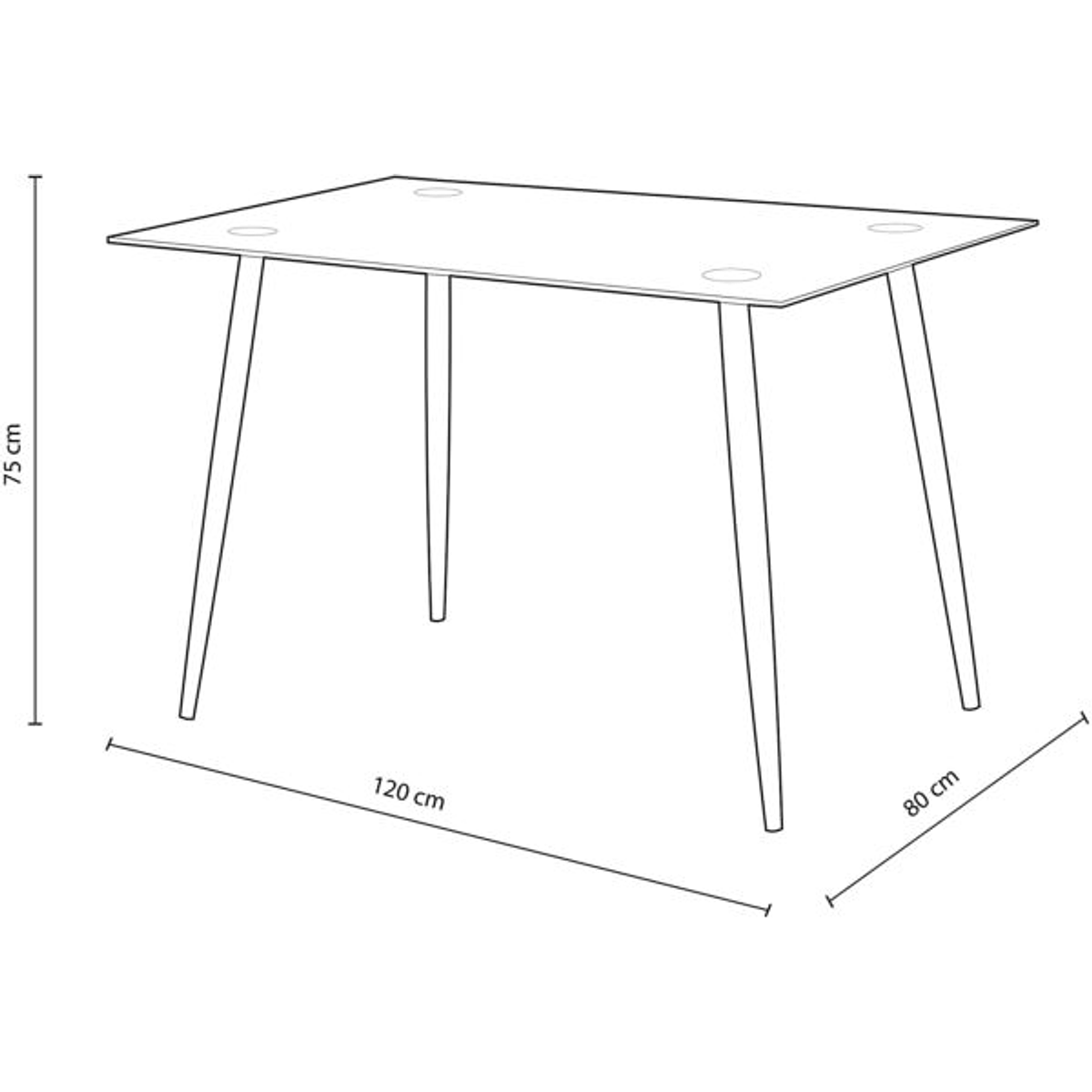 Mesa Eames Rectangular de Vidrio 120X80X75cm