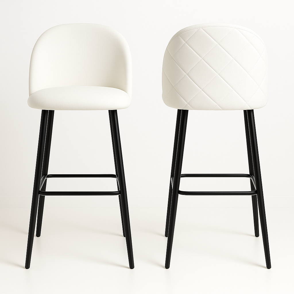 Pack de 2 Taburetes Berna Velvet Base Negro 65cm