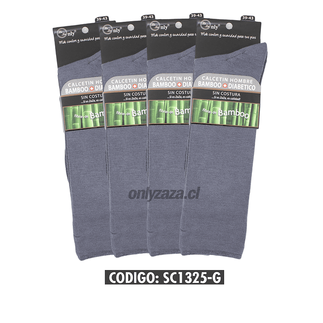 Calcetín Liso Hombre Bamboo Gris Sin Costura