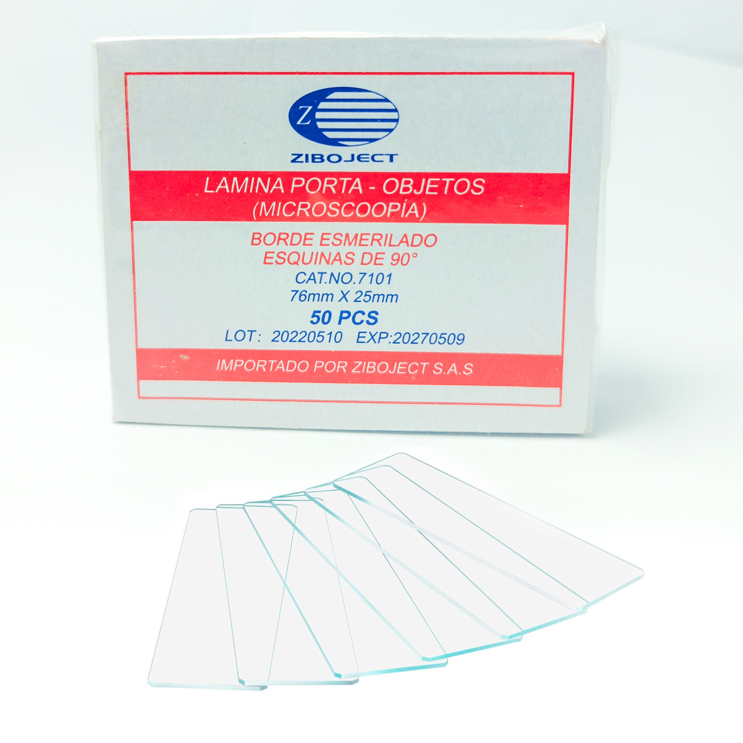 Lamina Porta Objetos Laboratorio Borde Esmerilado - Caja x 5
