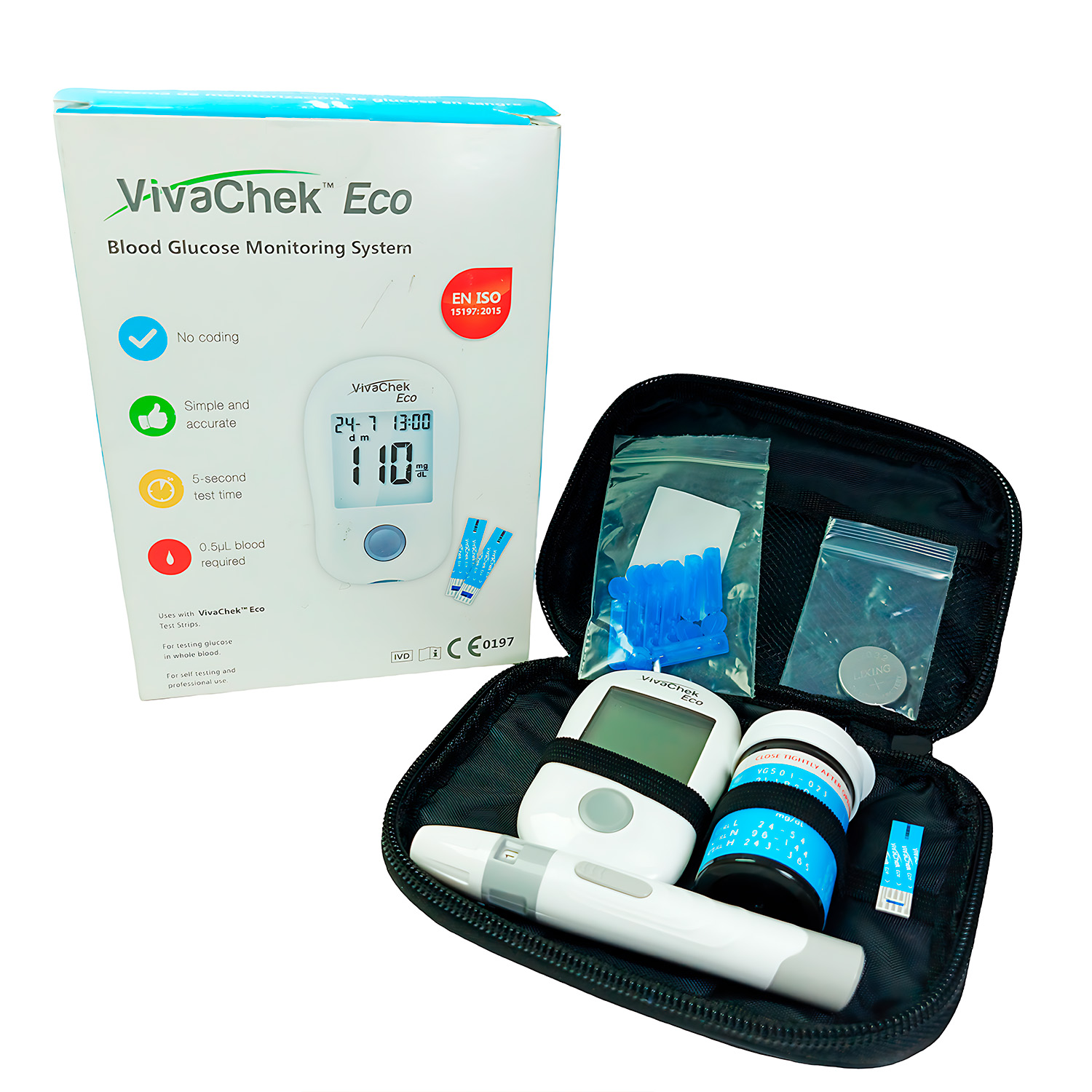 Glucometro Kit Lancetero + Estuche - Vivachek Eco