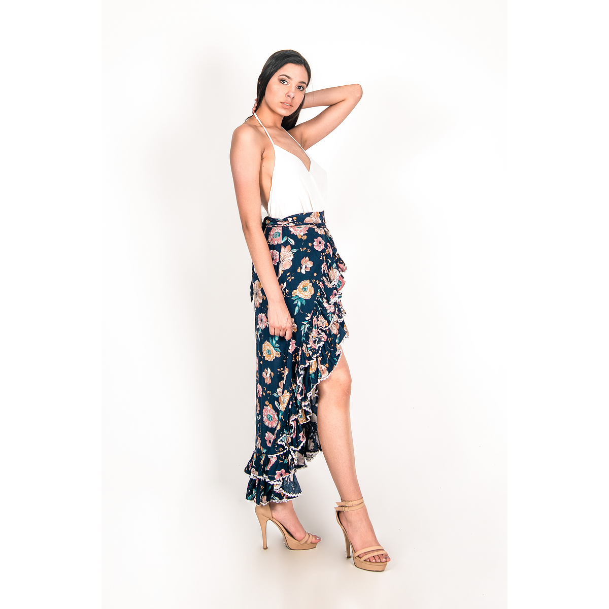 Falda Floreada Cola De Pato