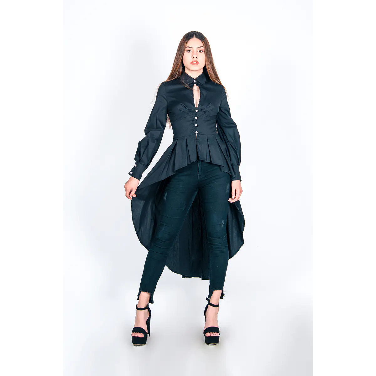 Blusa Cola de Pato Botones Perla
