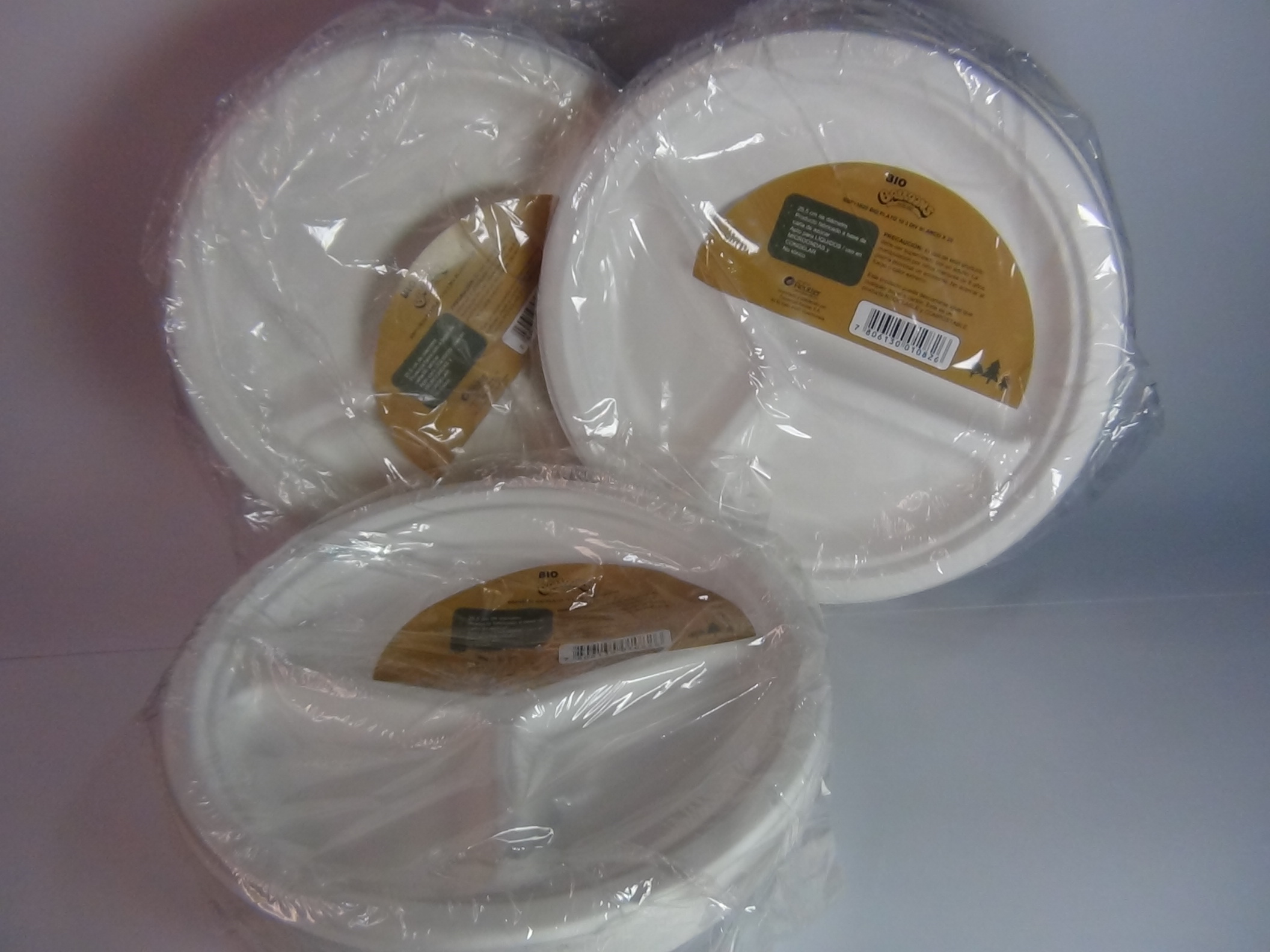 Set Bio Platos con divisiones blanco x 20 unidades