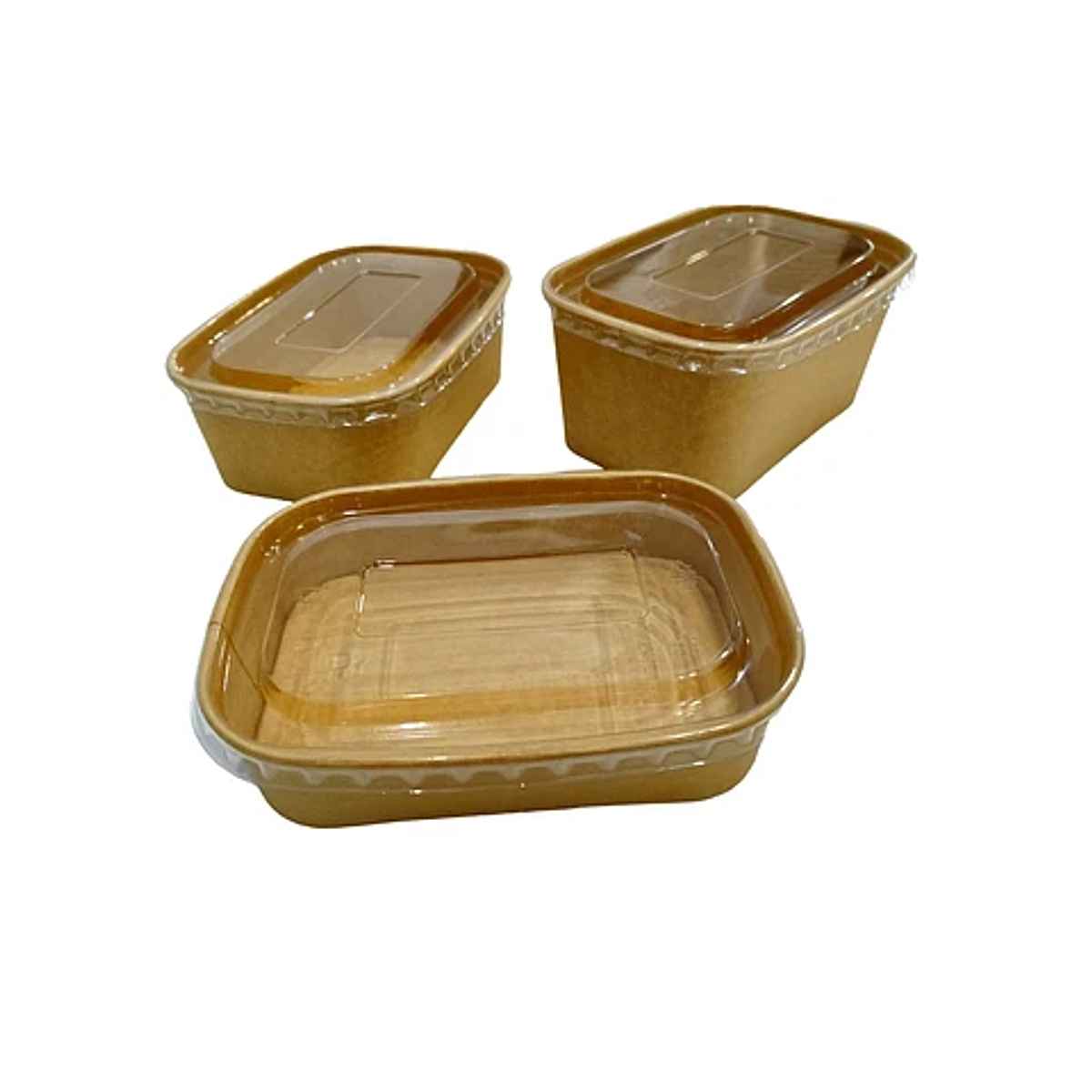 Bowl Kraft Rectangular + Tapa PET 50 unidades