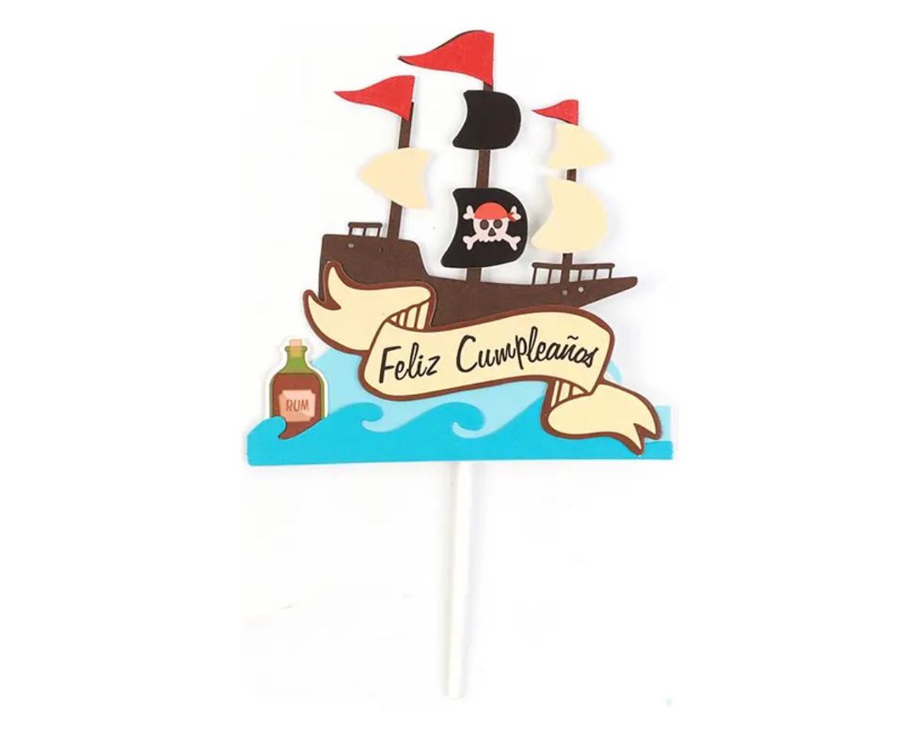 Topper Barco Pirata Feliz Cumpleaños