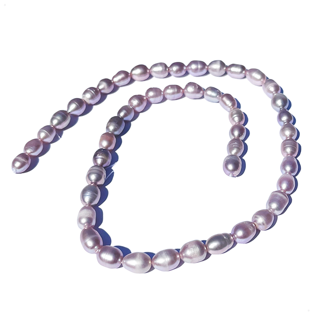 Perla Natural de Río- 7x5mm - 1 Tira - 48 Unidades - Lila/ R