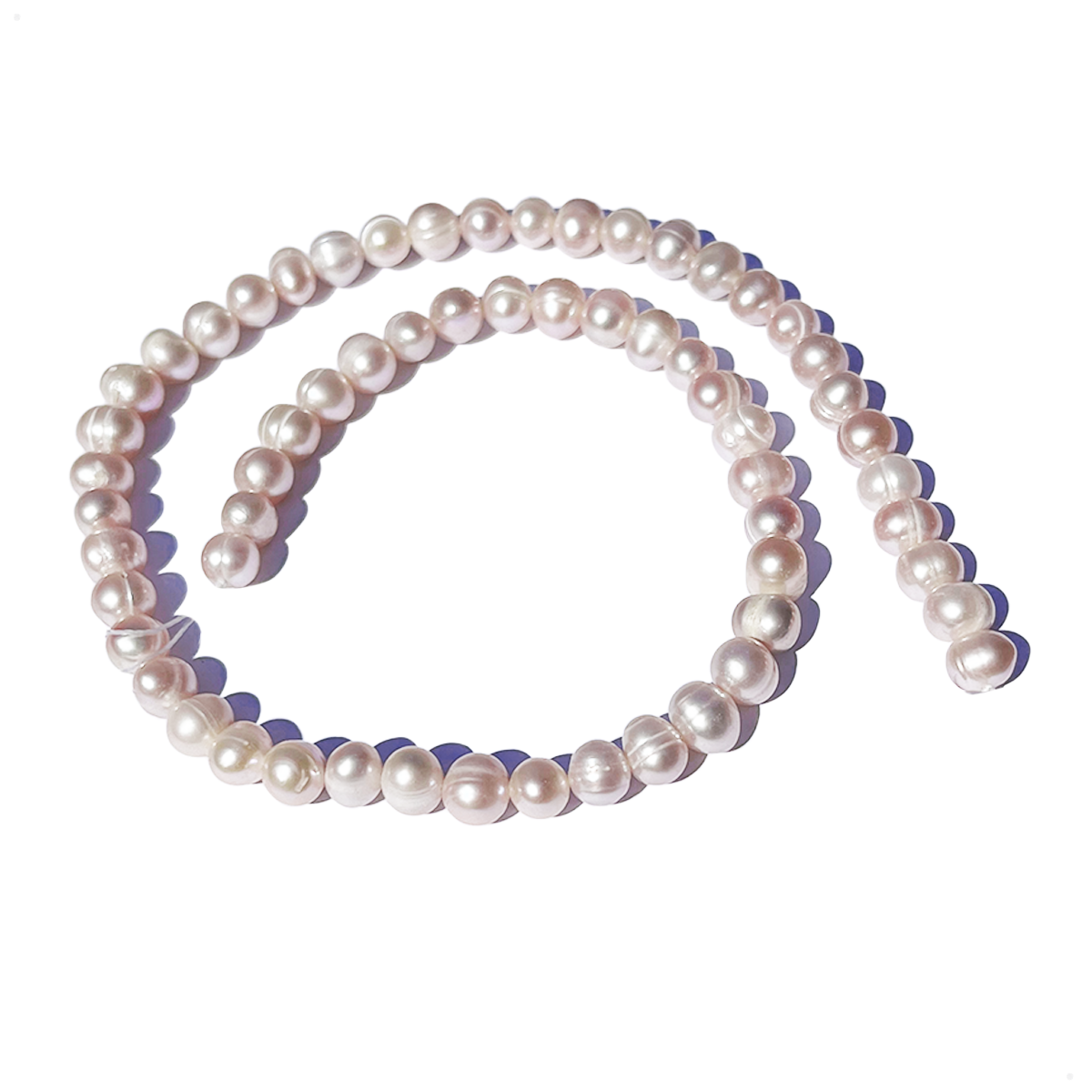 Perla Natural de Río- 7x6mm - 1 Tira - 60 Unidades - Rosé Go