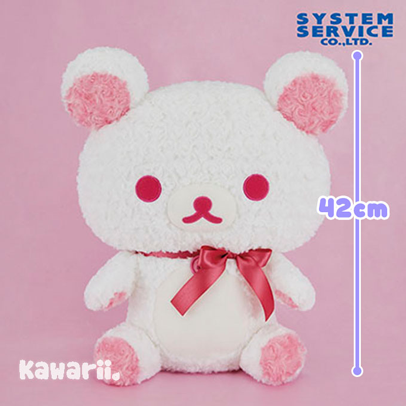 Rilakkuma White and Pink Rose Fur XL Premium Korilakkuma Plu
