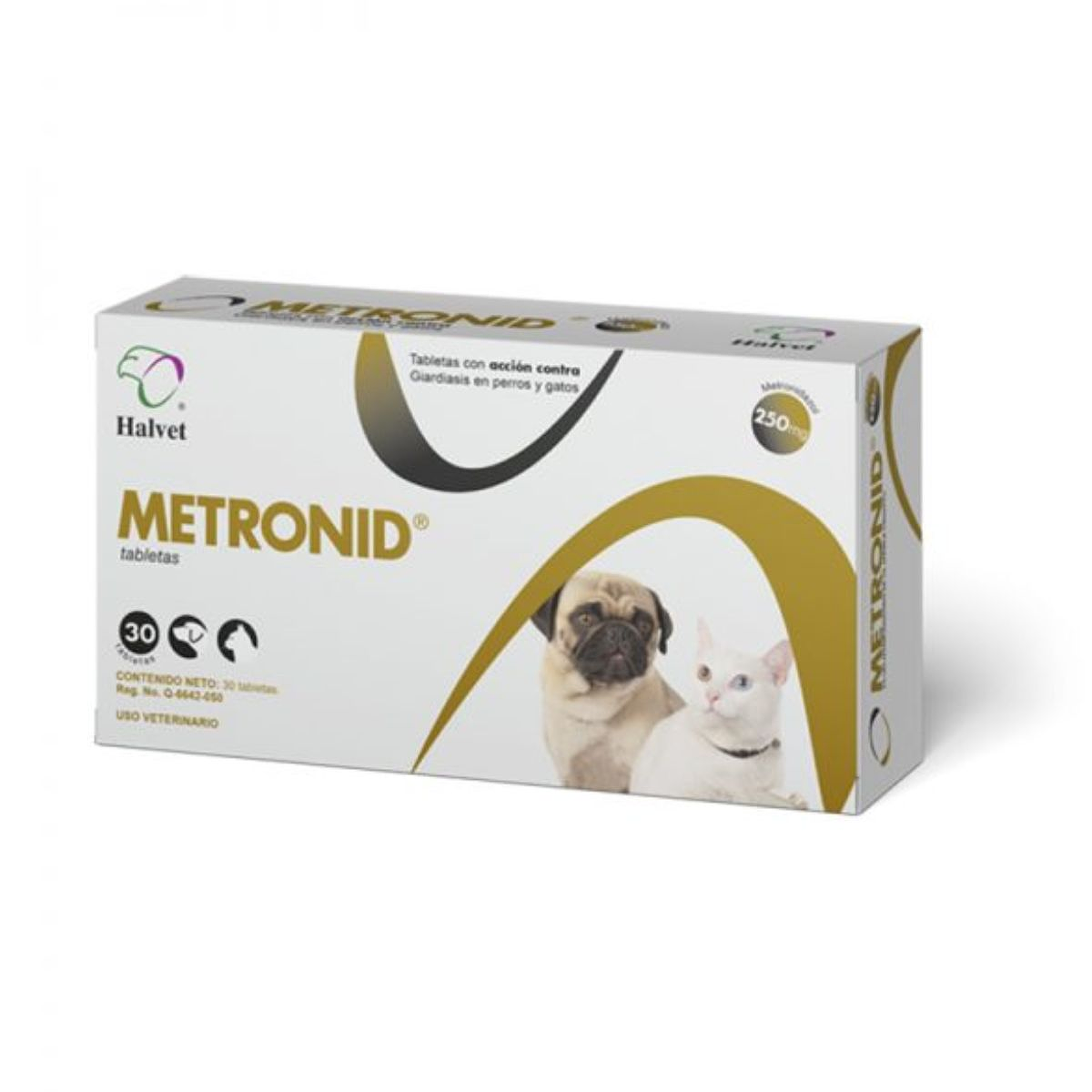 Caja de 30 Tabletas de Metronid 250 mg Perro / Gato