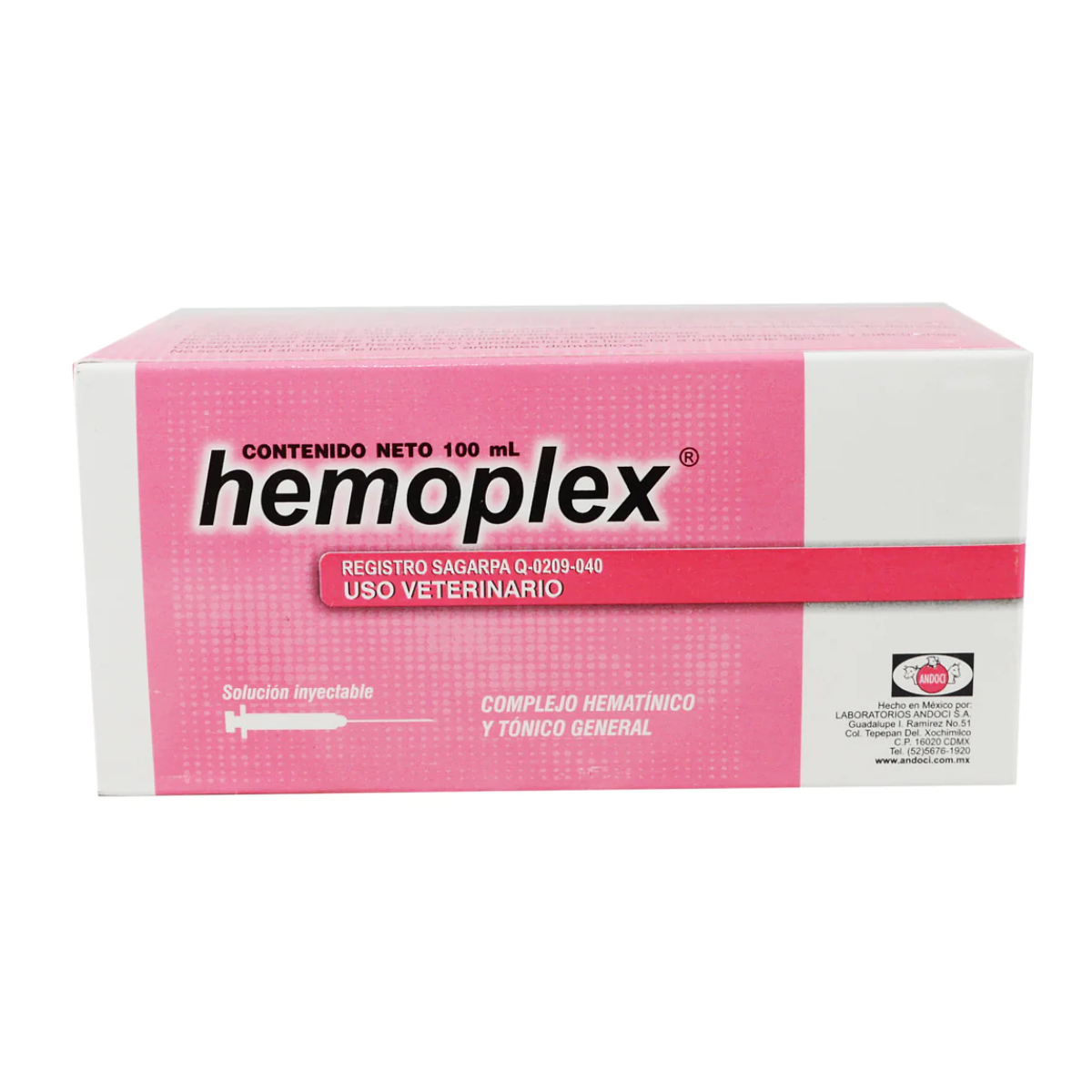 Hemoplex Inyectable para Anemia en Perros, Gatos, Porcinos
