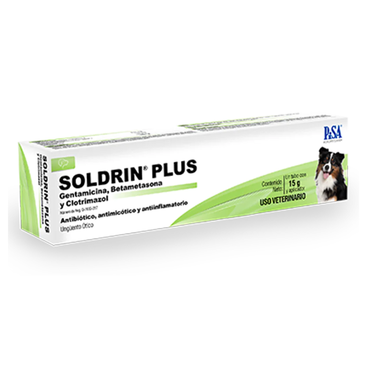 Antibiotico Soldrin Plus Ungüento Otico de 15g para Perro