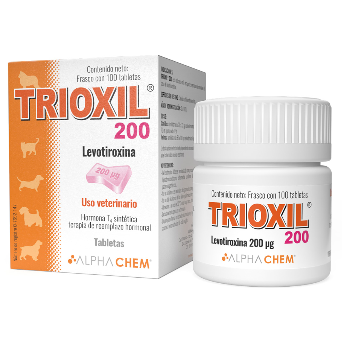 TRIOXIL® 200 con 100 tabletas para perros y gatos