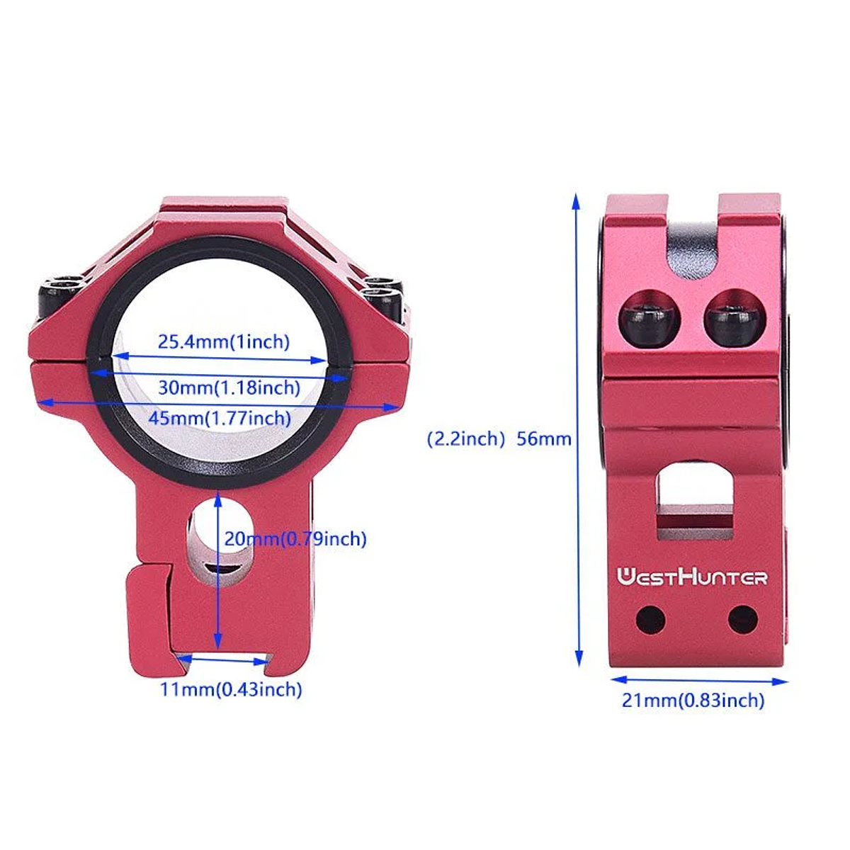 Montura West Hunter Hight Profile DOVETAIL WTGZ Rojo