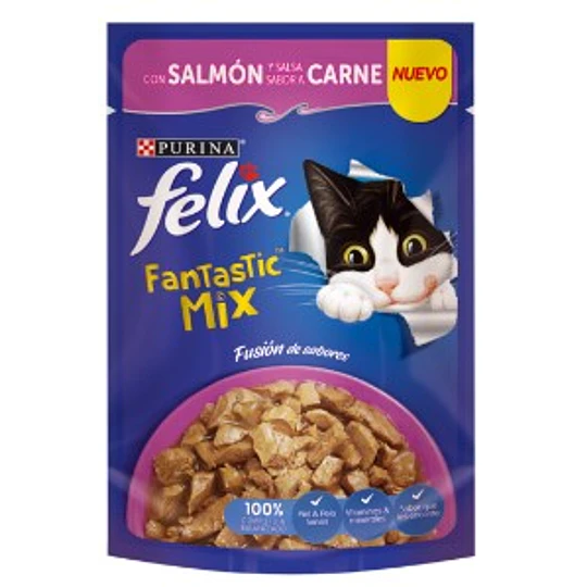 FELIX CON SALMON Y SALSA DE CARNE 85 GR