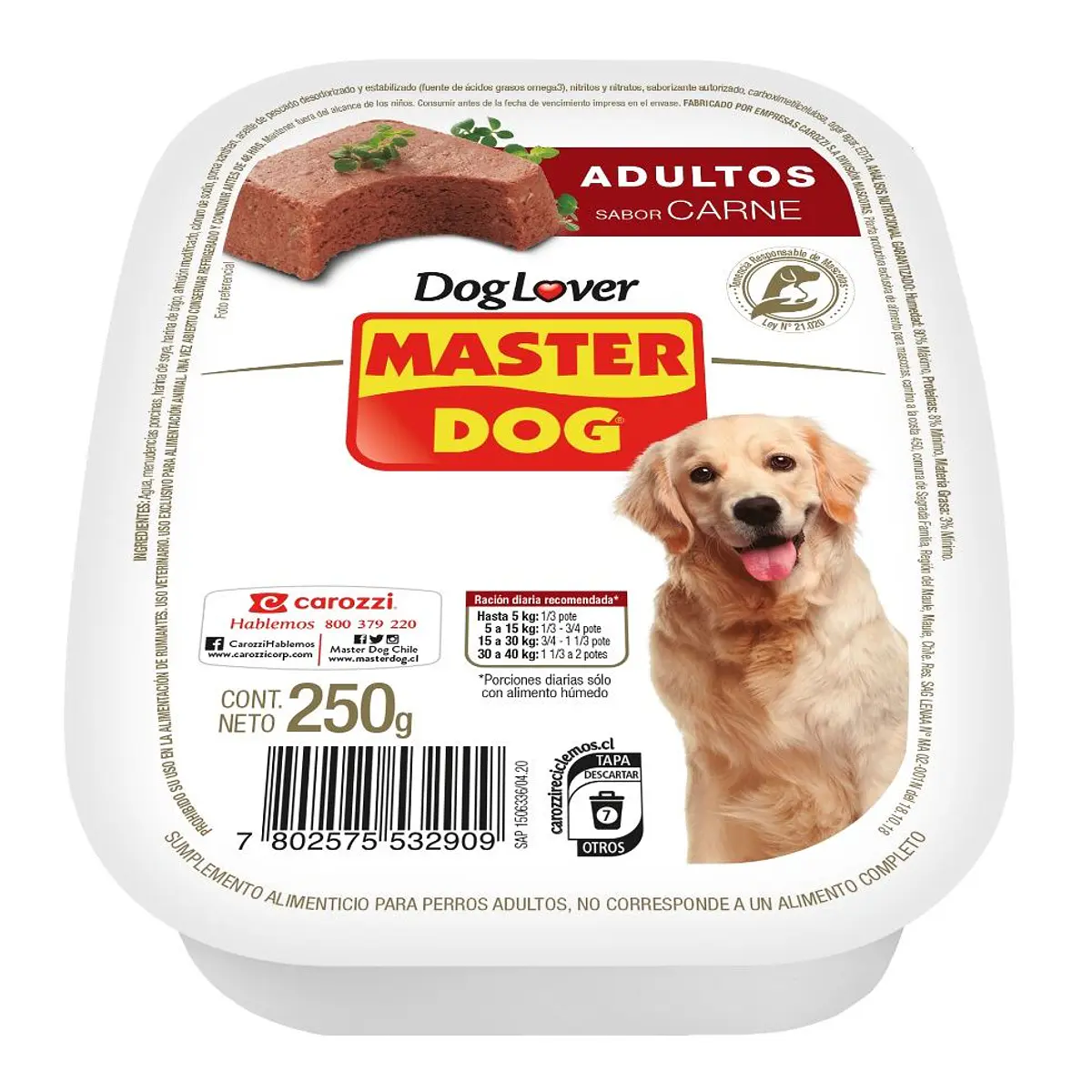 Master Dog Paté Adulto sabor carne 250 Gr | PET BJ