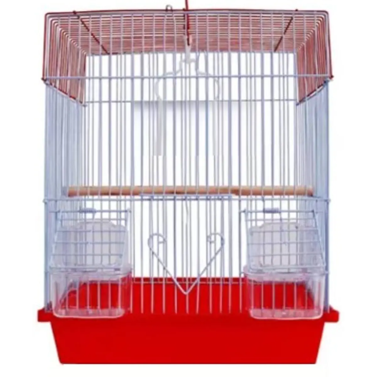 Jaula para aves cuadrada base roja | PET BJ