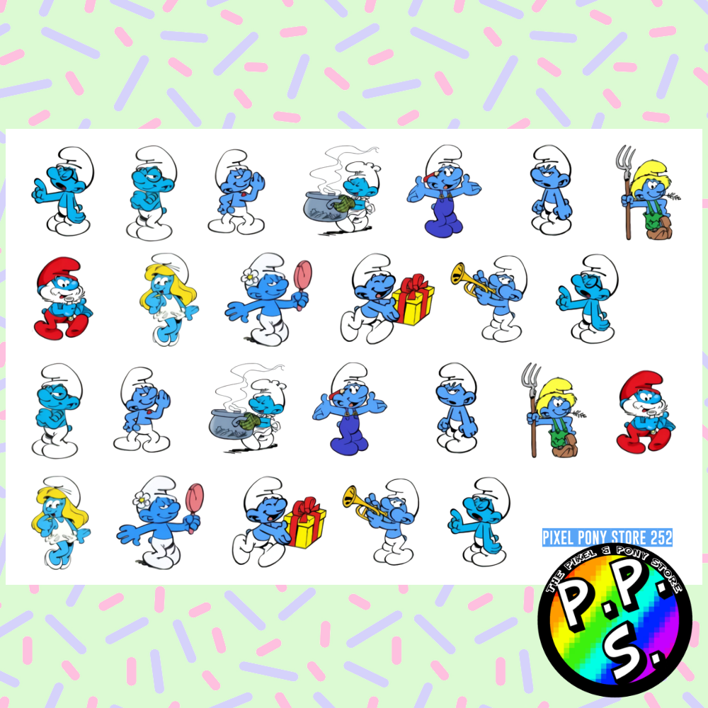 Lámina de Stickers 252 Pitufos