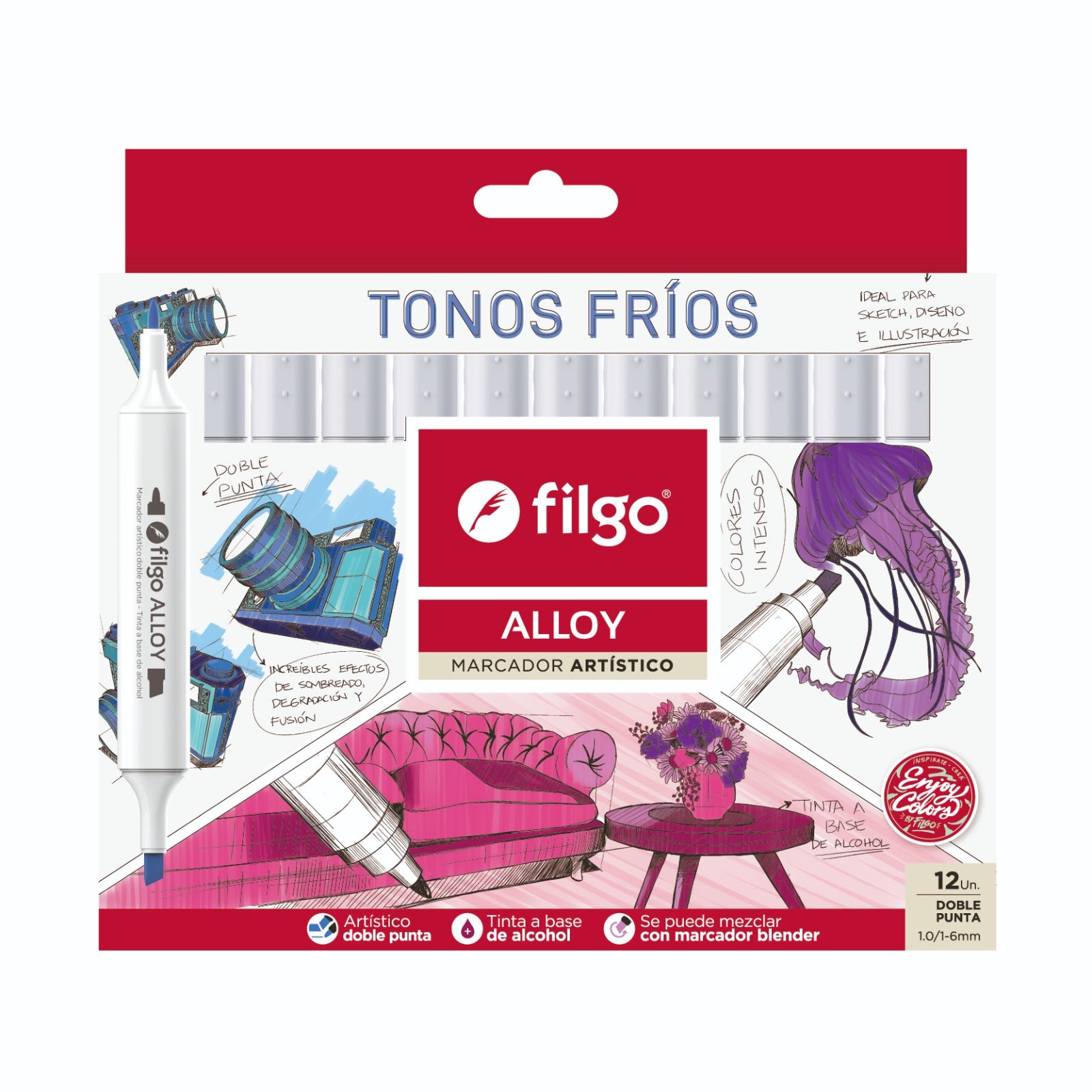 Filgo Alloy Marcadores Artísticos Doble Punta Set 12 unidade