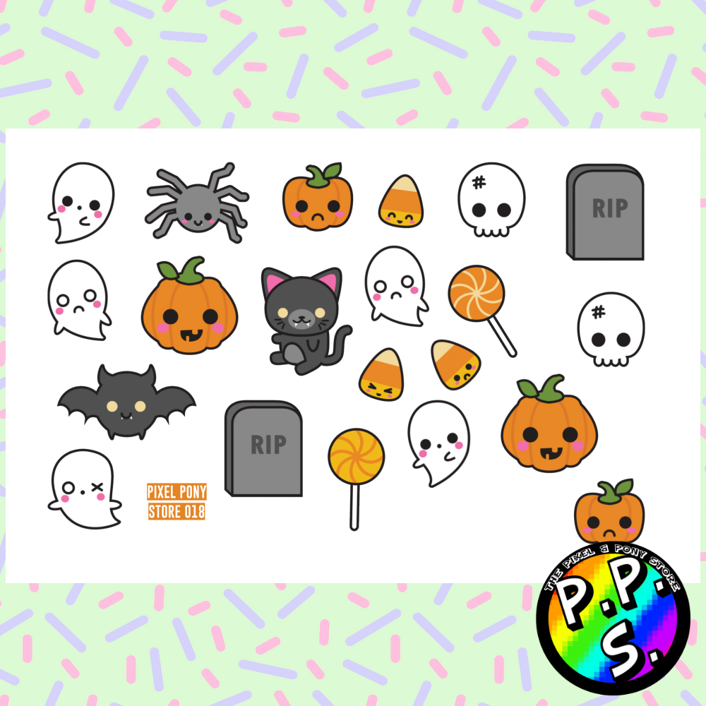 Lámina de Stickers 18 Fantasmas Halloween