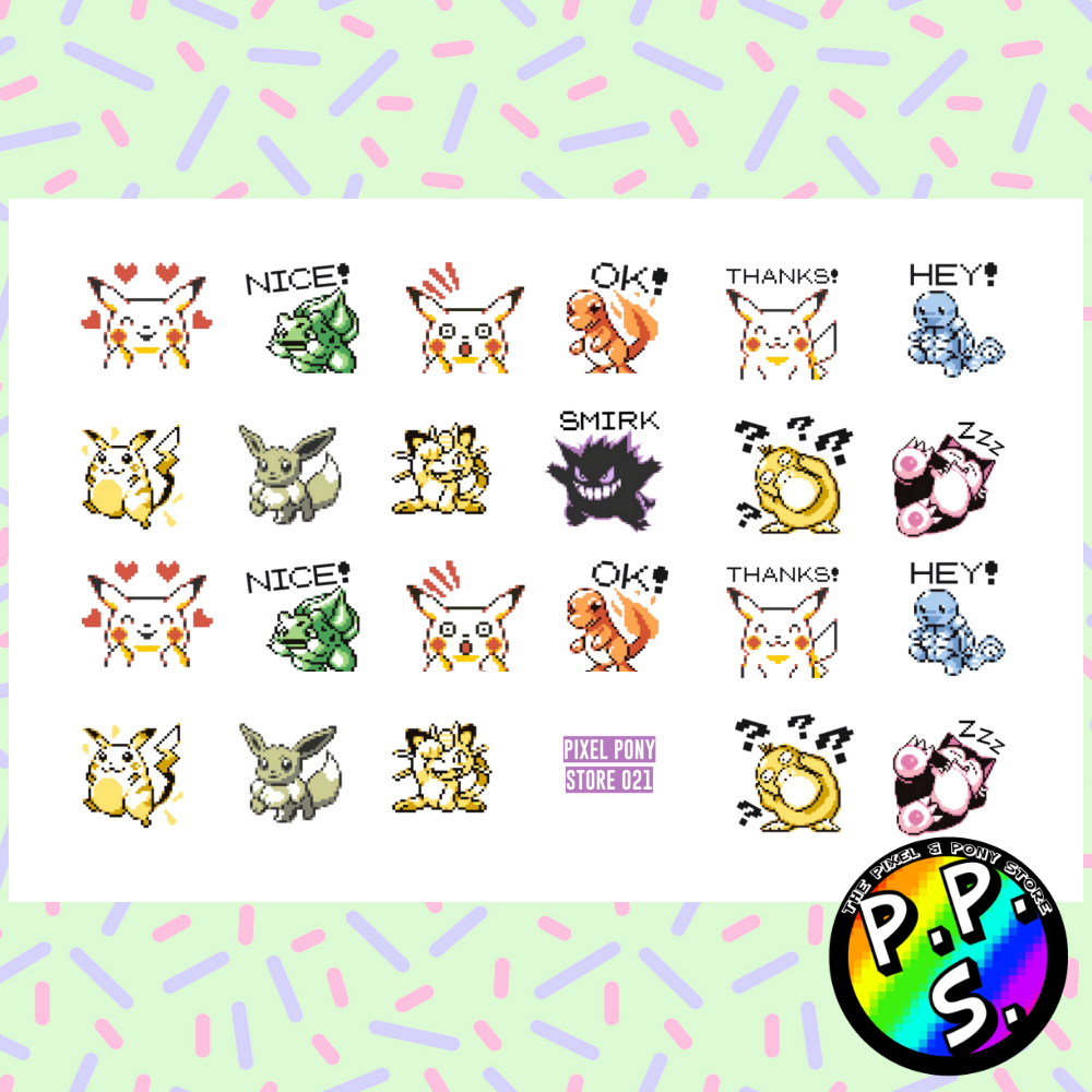 Lámina de Stickers 21 Pokemon Gameboy