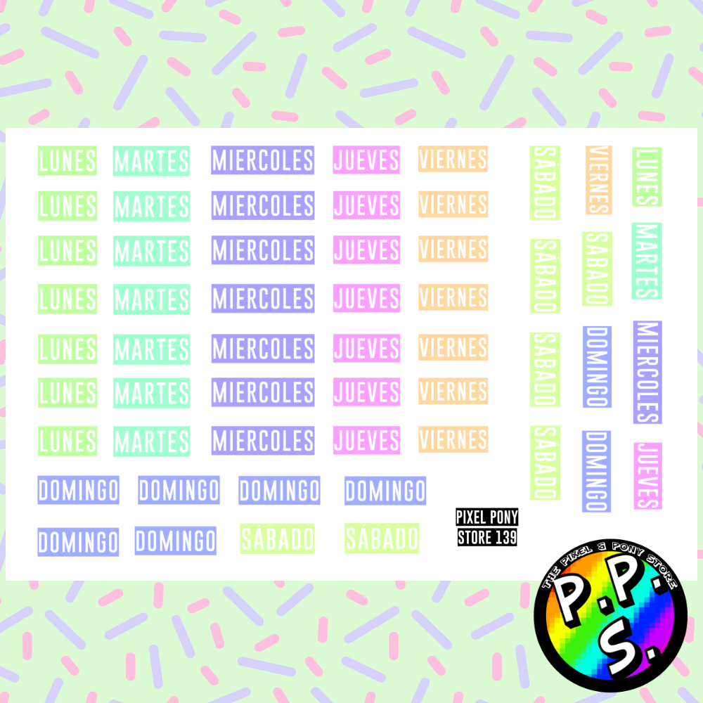 Lámina De Stickers 139 Días De La Semana