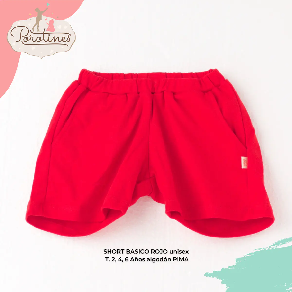 Short Basico Rojo Unisex Pima