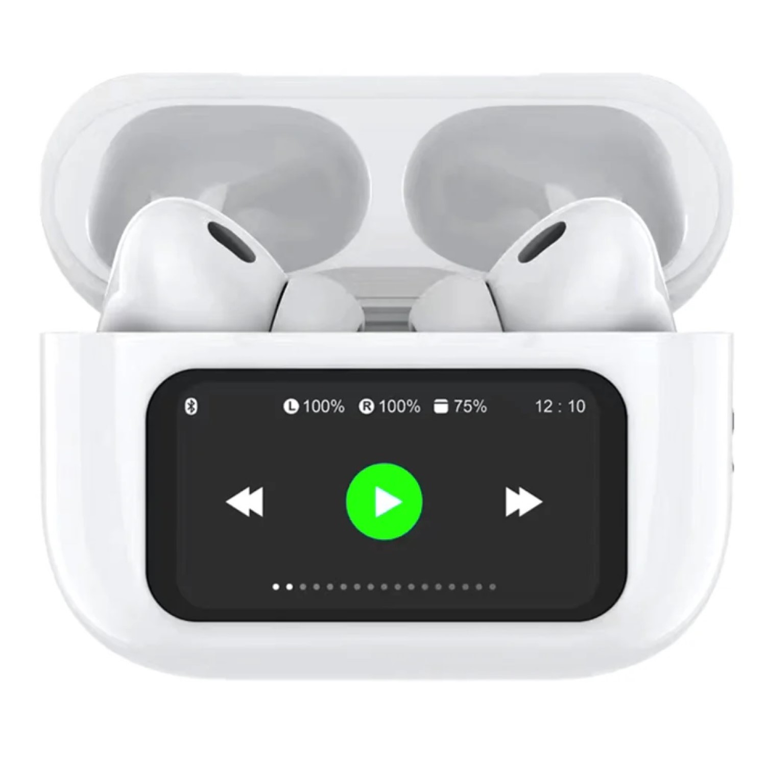 Audífonos Mini Pods TWS Pantalla touch T9 Blanco Fiddler