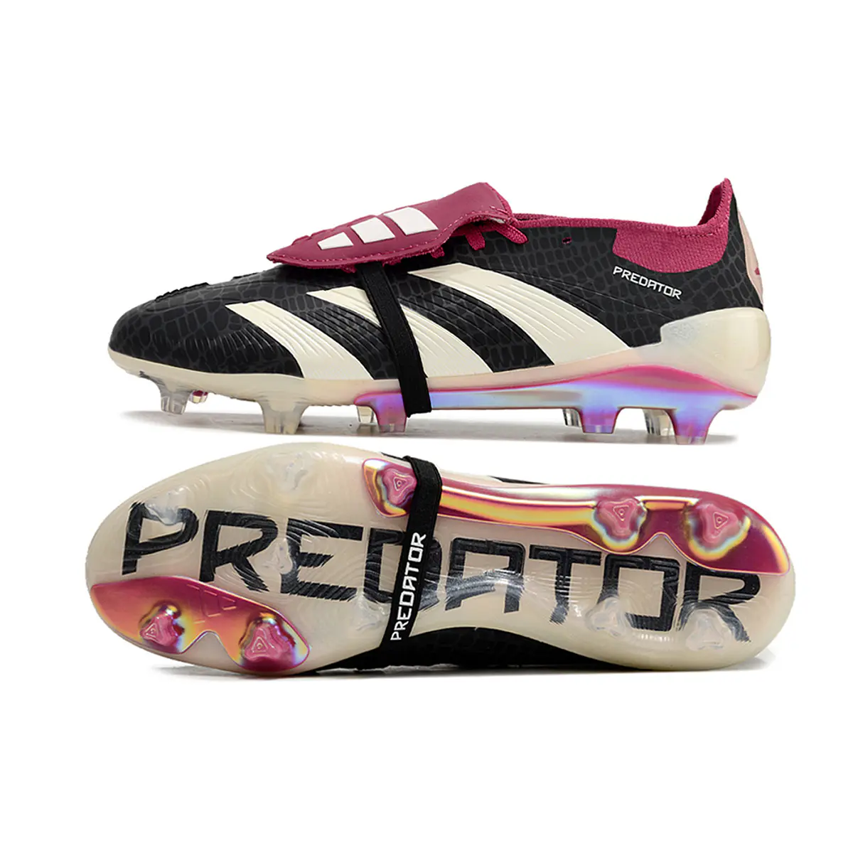 Guayos Adidas Predator 30 Tongue FG Negro/Vinotinto